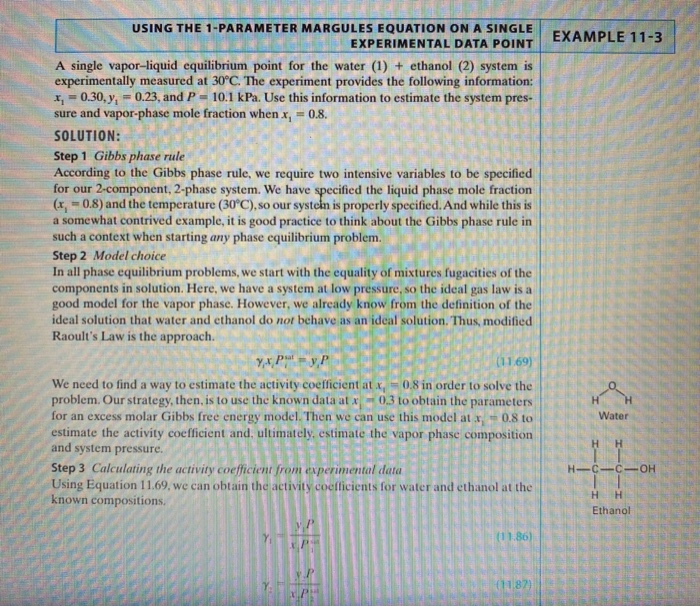 Solved 2. 2-Parameter Margules on a Single Data Point. Using | Chegg.com