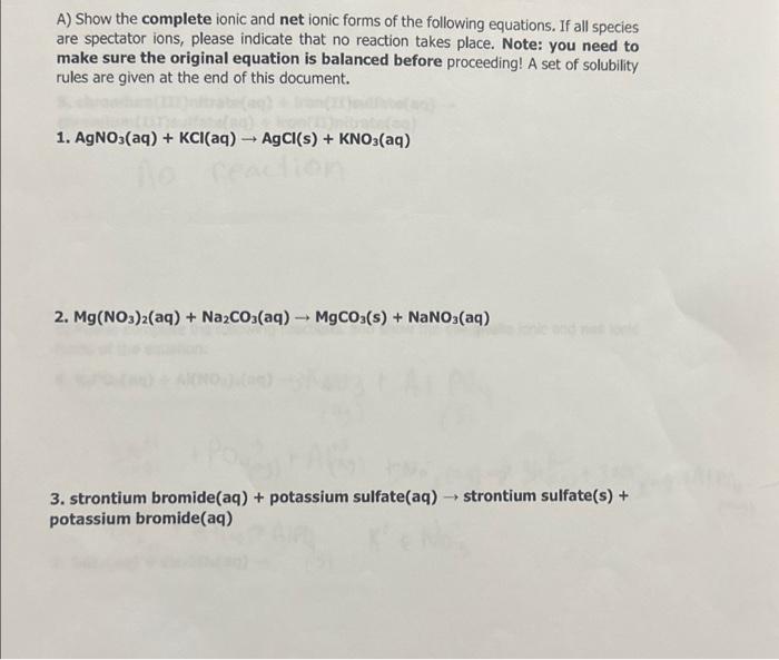 Solved A) Show the complete ionic and net ionic forms of the | Chegg.com
