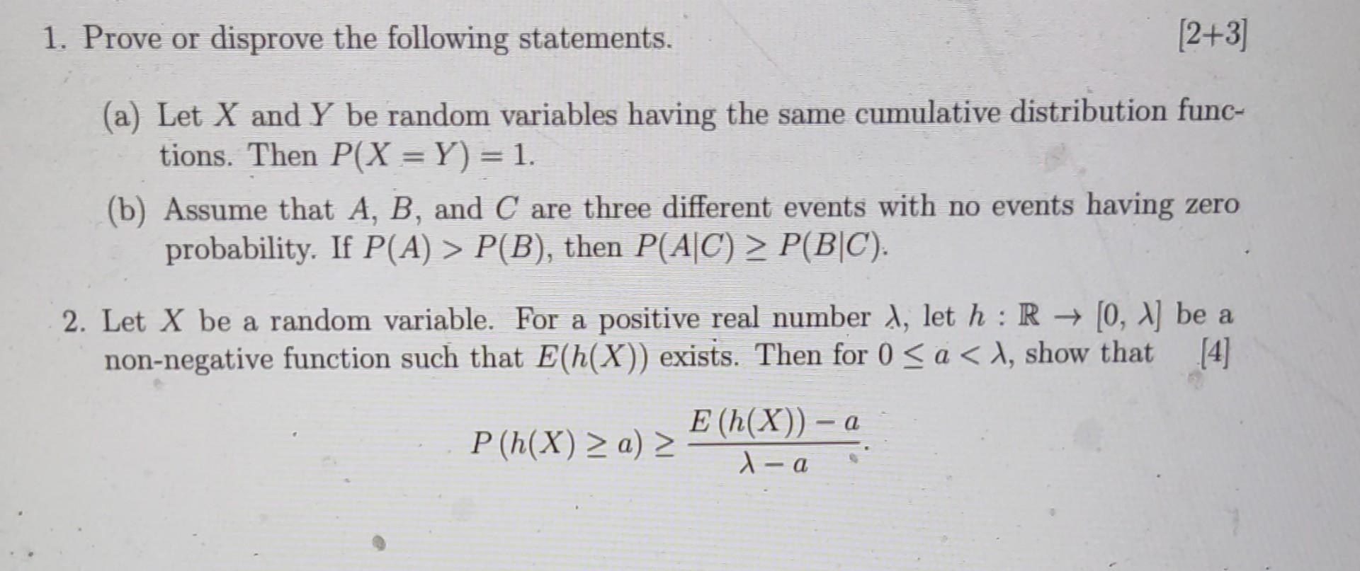 Solved 1. Prove or disprove the following statements. [2+3] | Chegg.com