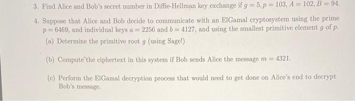 Solved 3. Find Alice and Bob's secret number in | Chegg.com