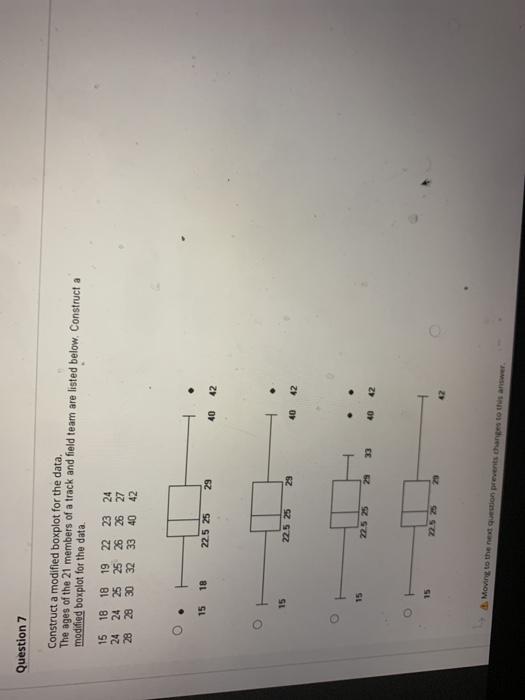 Solved Question 7 Construct a modified boxplot for the data. | Chegg.com