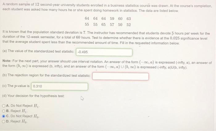 Solved A random sample of 12 second-year university students | Chegg.com
