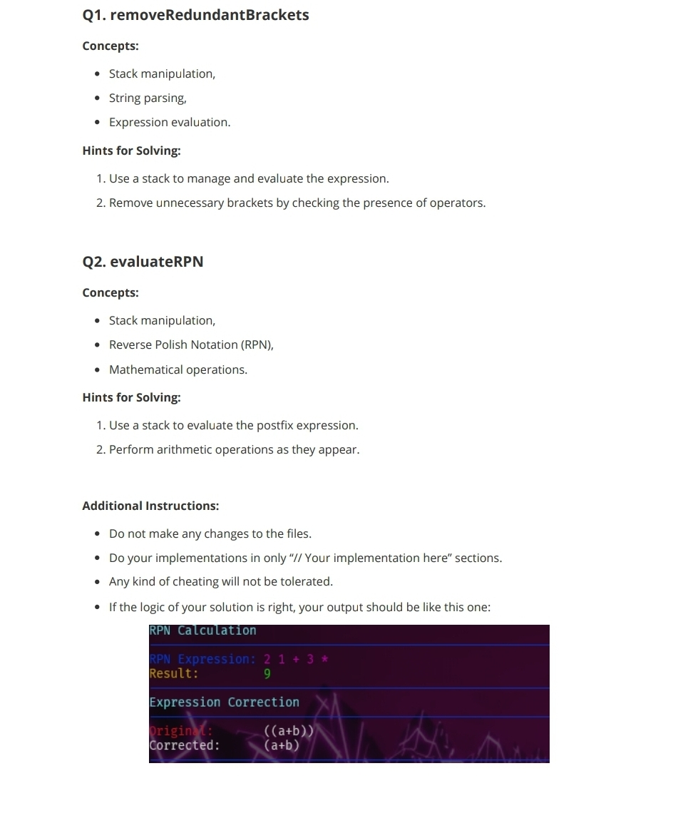 Solved Q1. ﻿removeRedundantBracketsConcepts:Stack | Chegg.com