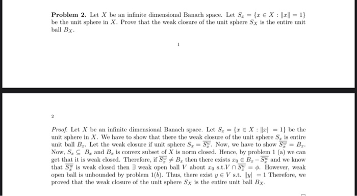 Solved Problem 2. Let X be an infinite dimensional Banach | Chegg.com