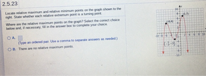 Solved 2.5.23 AY 10 8- (1,7) 6- Locate relative maximum and | Chegg.com