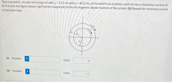 Solved Two concentric, circular wire loops of radii r1=22.2 | Chegg.com