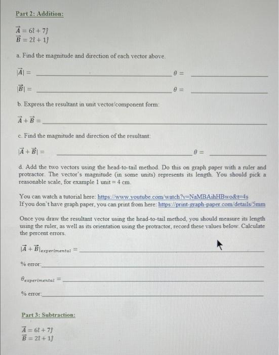 Solved Procedure: Solve the vector algebra problems below. | Chegg.com