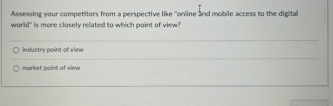 Solved Assessing your competitors from a perspective like | Chegg.com