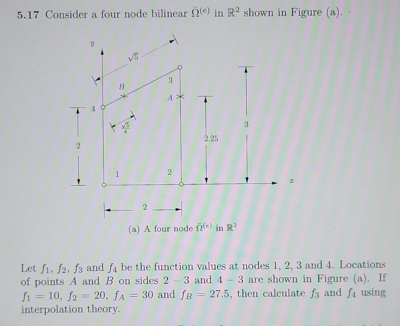 Solved 5.17 Consider a four node bilinear Ωˉ(e) in R2 shown | Chegg.com