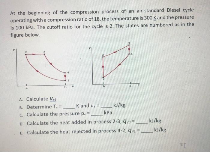 Solved At the beginning of the compression process of an | Chegg.com