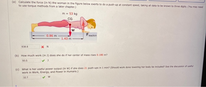 Solved (a) Calculate the force (in N) the woman in the | Chegg.com Solved (a) Calculate the force (in N) the woman in the | Chegg.com