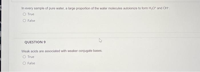 Solved In every sample of pure water, a large proportion of | Chegg.com