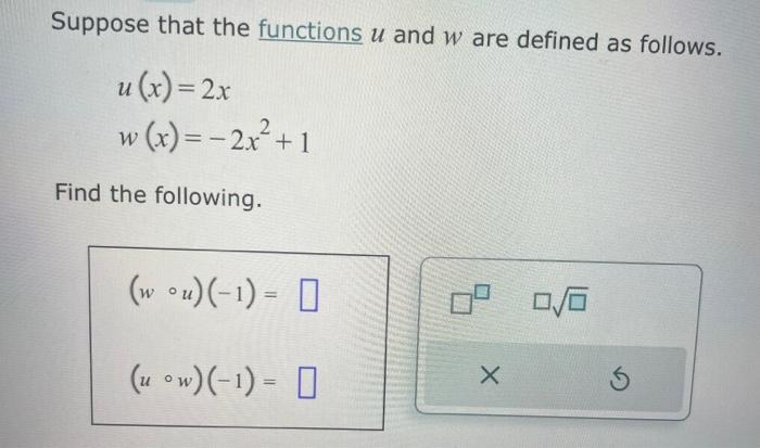 Solved Suppose that the functions u and w are defined as | Chegg.com