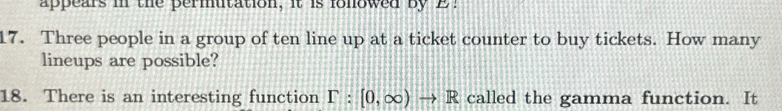 Solved Three people in a group of ten line up at a ticket | Chegg.com