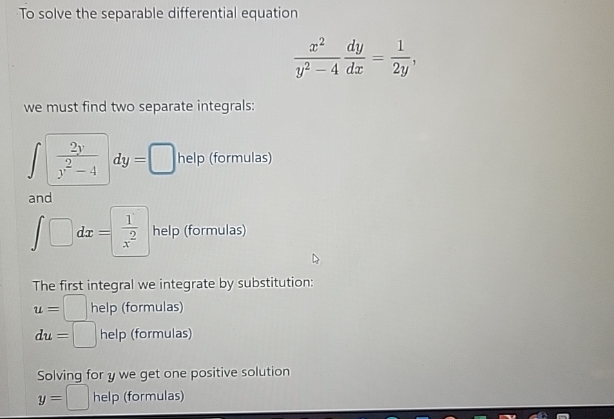 Solved To solve the separable differential | Chegg.com
