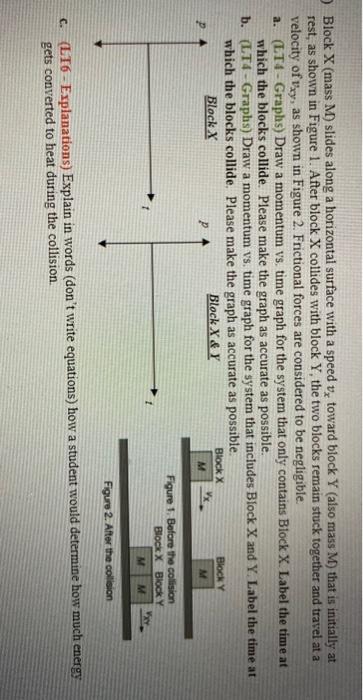 Solved Block (mass M) slides along a horizontal surface with | Chegg.com