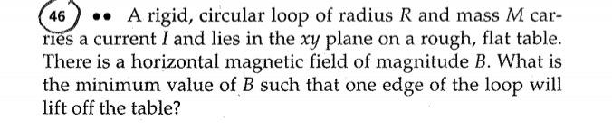 Solved 46 • A rigid, circular loop of radius R and mass M | Chegg.com