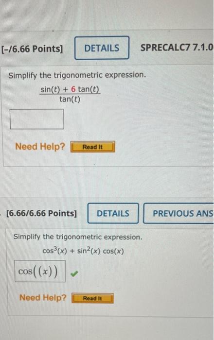 Solved Simplify the trigonometric expression. | Chegg.com