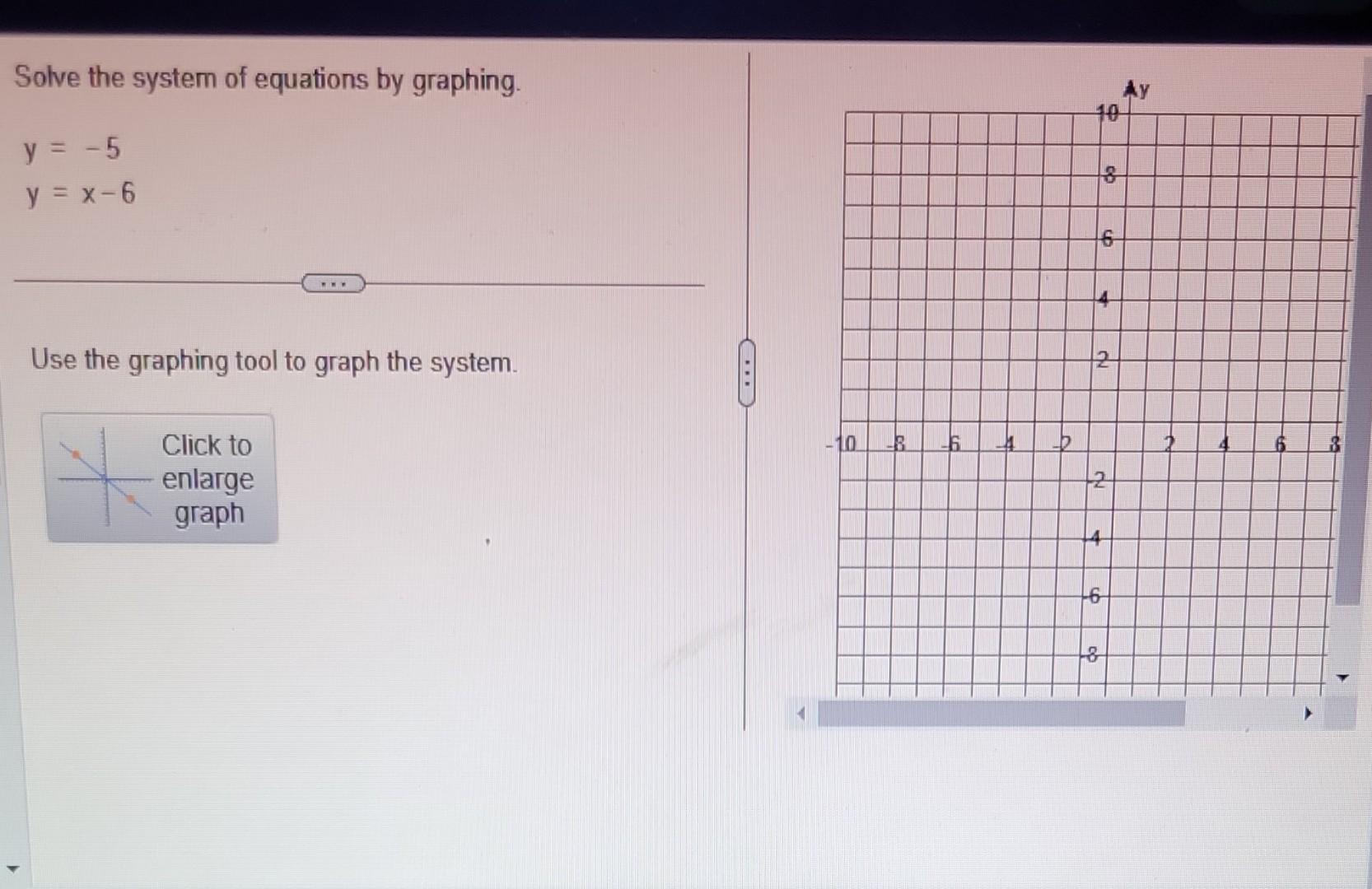 Solved Solve the system of equations by graphing. y=−5y=x−6 | Chegg.com