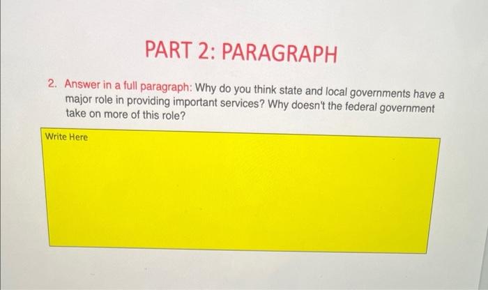 Solved PART 2: PARAGRAPH 2. Answer in a full paragraph: Why | Chegg.com