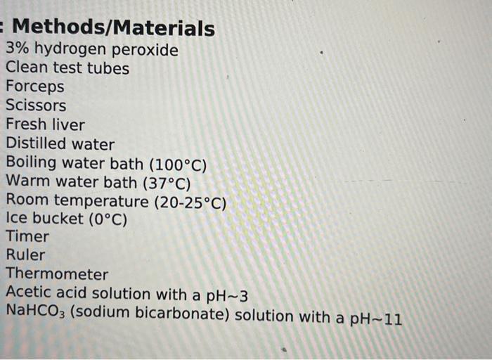 Solved Enzyme Lab - Catalase Experiment For your pre-lab you | Chegg.com