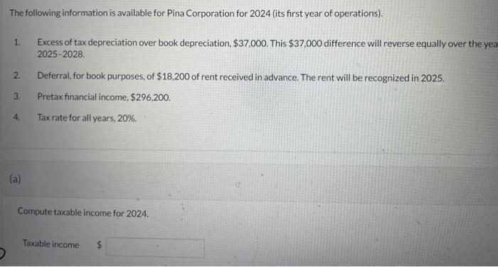 Crane Corporation has one temporary difference at the | Chegg.com