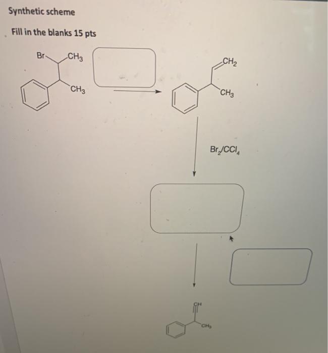 Solved Synthetic scheme Fill in the blanks 15 pts Br -CH₃ | Chegg.com