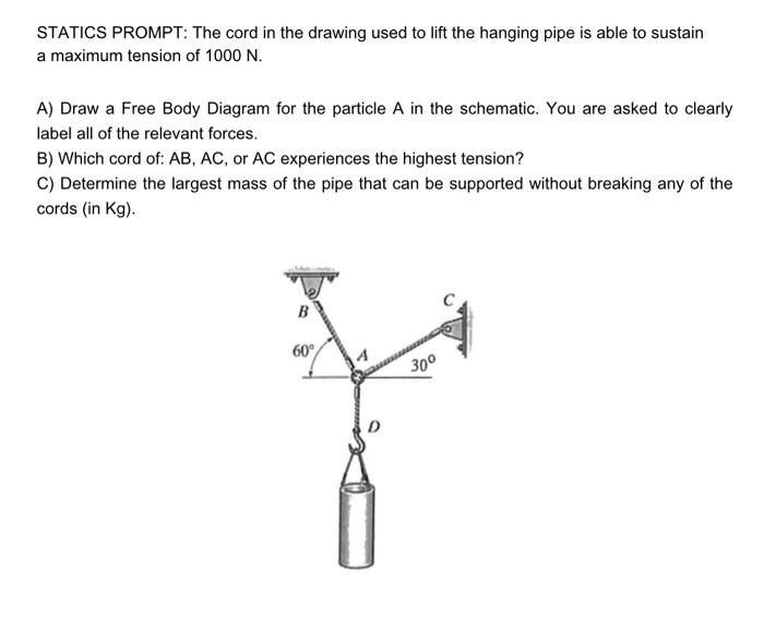 Solved STATICS PROMPT: The cord in the drawing used to lift | Chegg.com