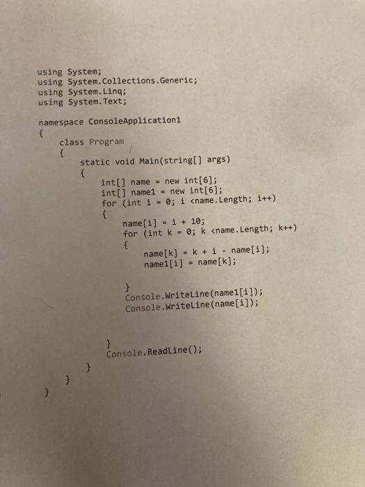 Solved console programming C#. second photo is the answers, | Chegg.com