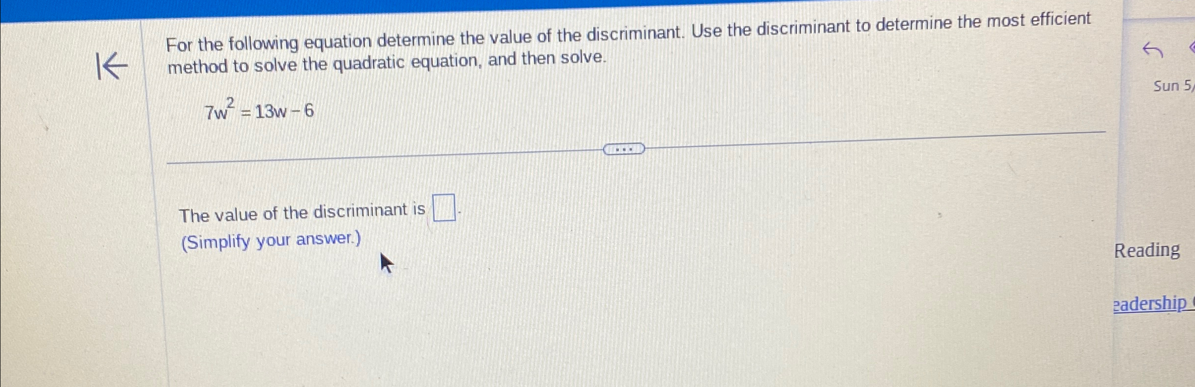 Solved For the following equation determine the value of the | Chegg.com
