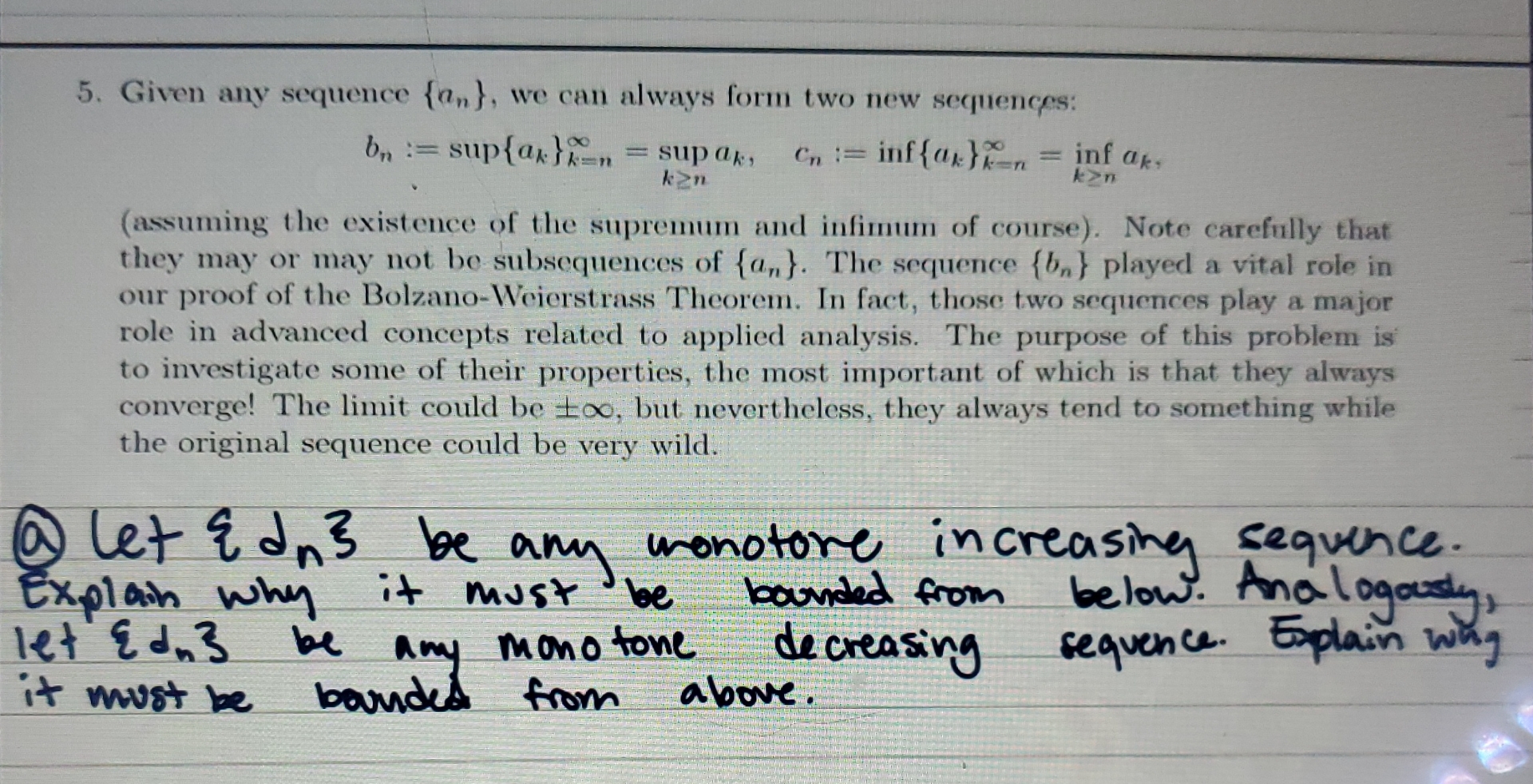Solved Given any sequence {an}, ﻿we can always form two new | Chegg.com