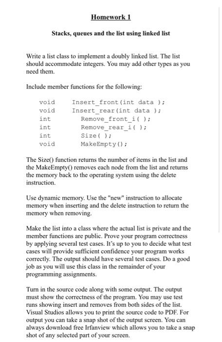 Solved Homework 1 Stacks Queues And The List Using Linked 