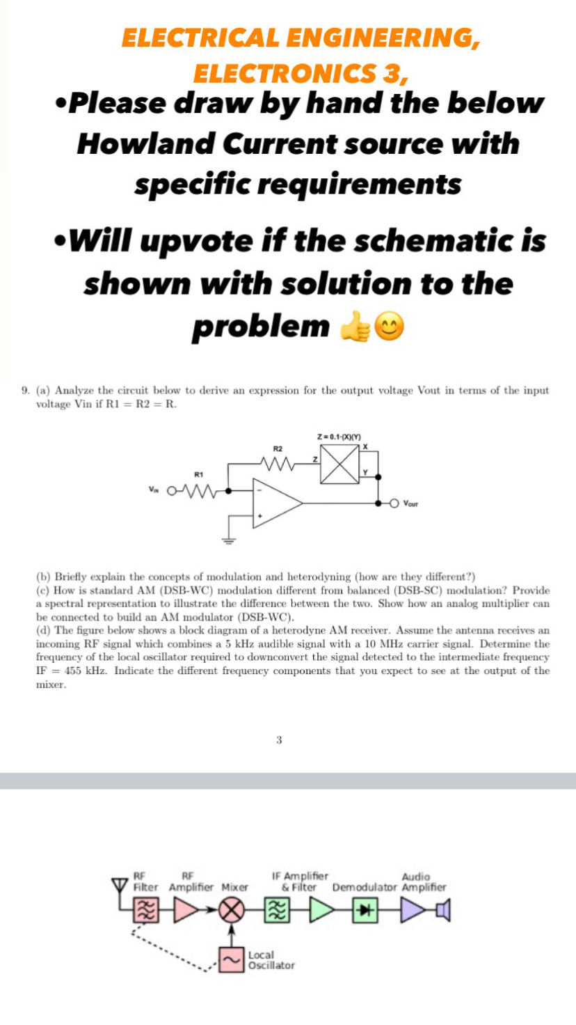 Solved ELECTRICAL ENGINEERING, EIECTRONICS 3, -Please draw | Chegg.com
