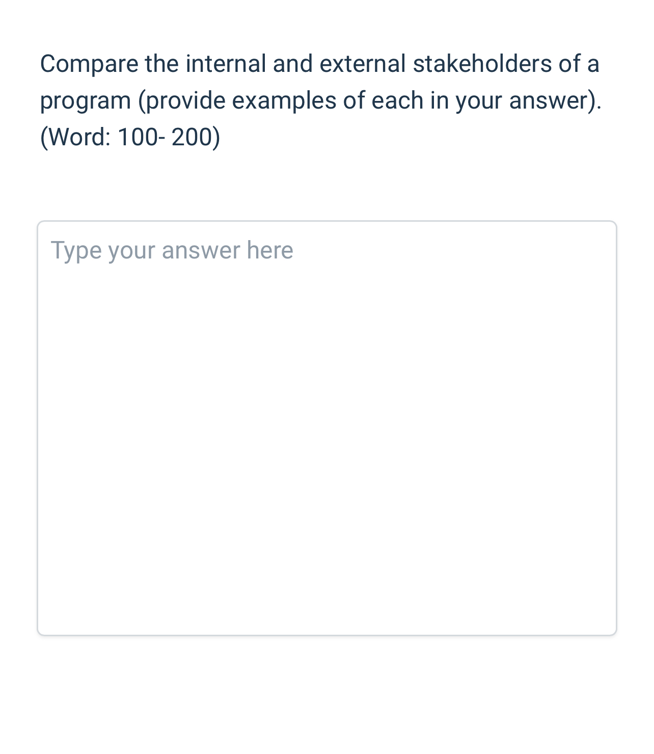 Solved Compare the internal and external stakeholders of a | Chegg.com