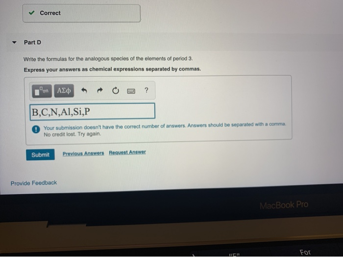 Solved Correct Part D Write the formulas for the analogous | Chegg.com