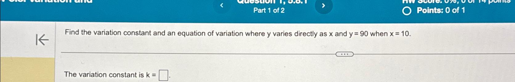 Solved Part 1 ﻿of 2Points: 0 ﻿of 1Find the variation | Chegg.com