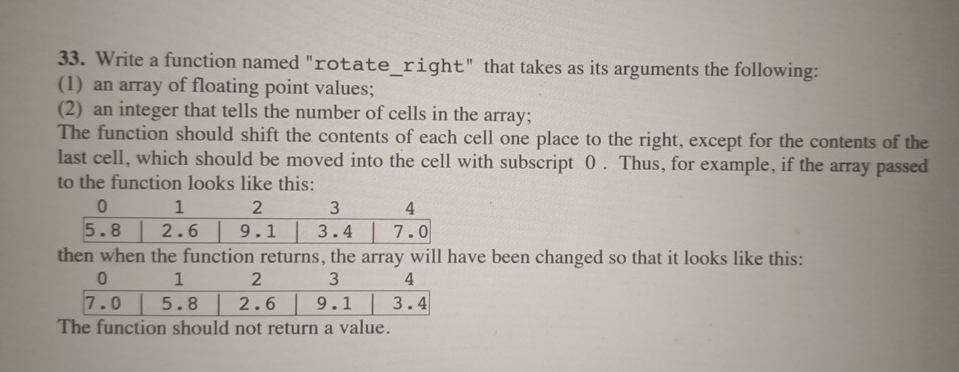 Solved by an EXPERT Write a function named "rotate_right" that takes as | Chegg.com
