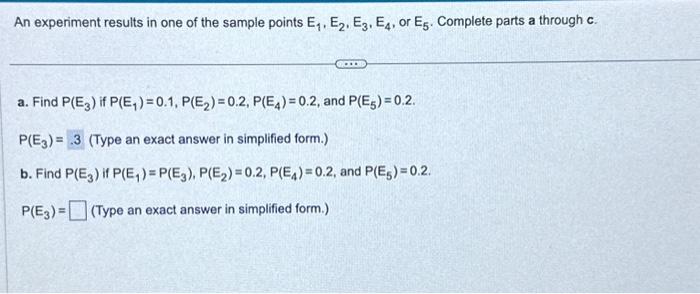 Solved An experiment results in one of the sample points E₁, | Chegg.com