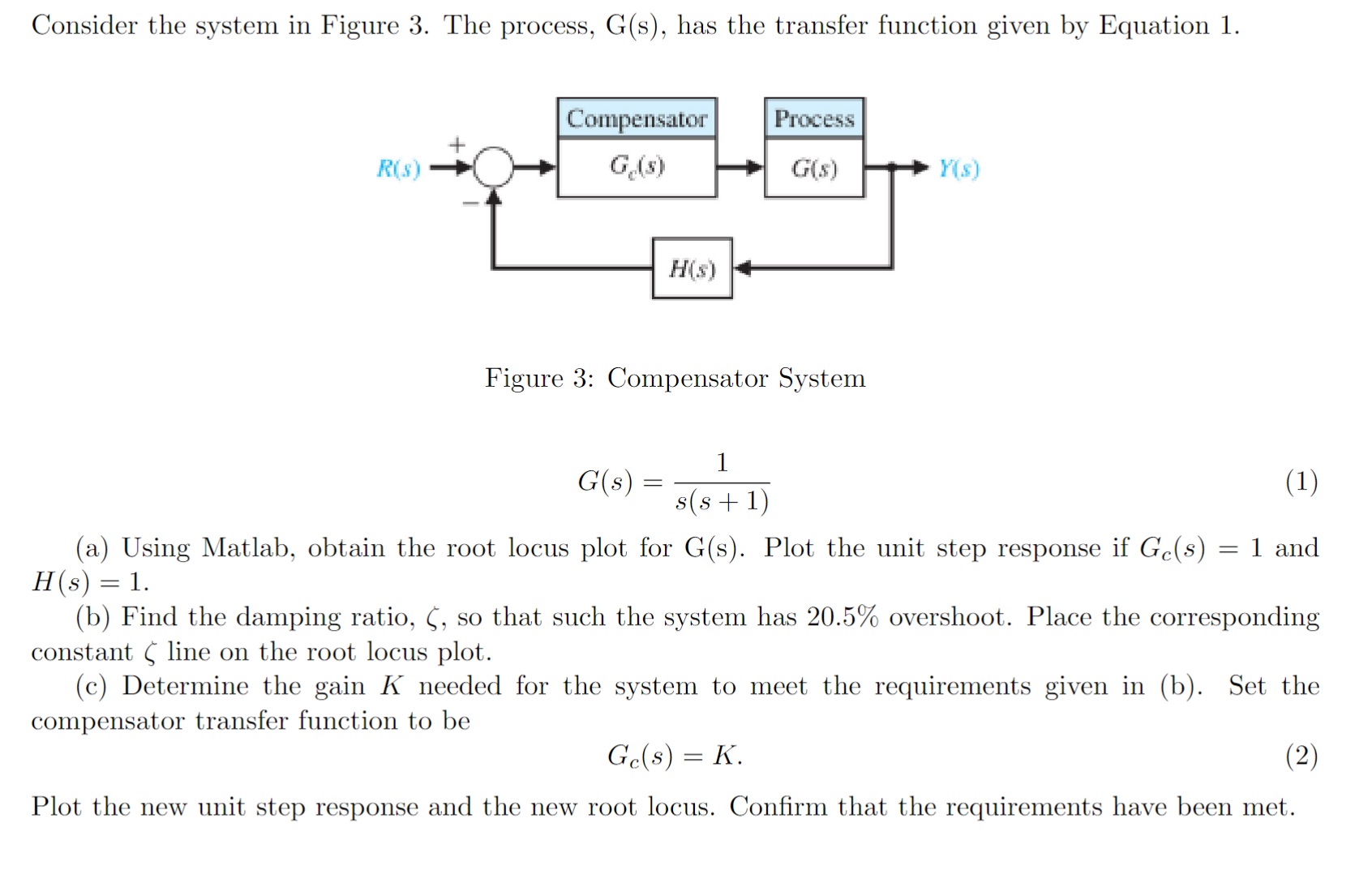 Solved Figure 3: Compensator SystemG(s)=1s(s+1)(a) ﻿Using | Chegg.com