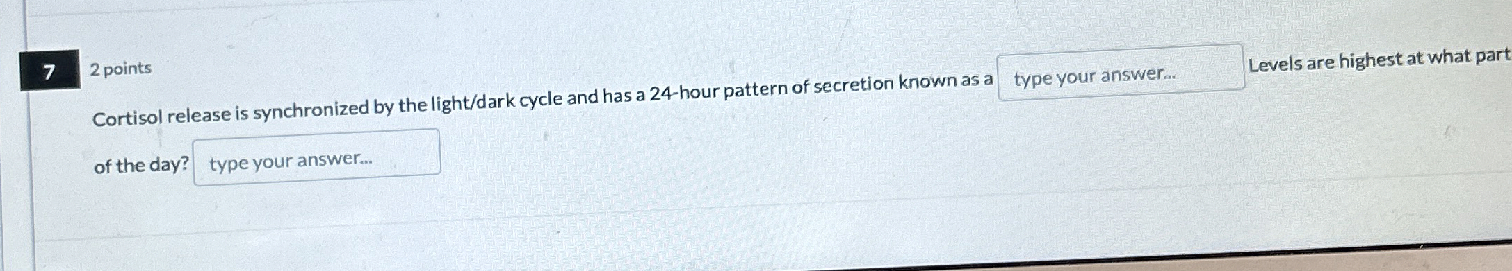 Solved 72 ﻿pointsCortisol release is synchronized by the | Chegg.com