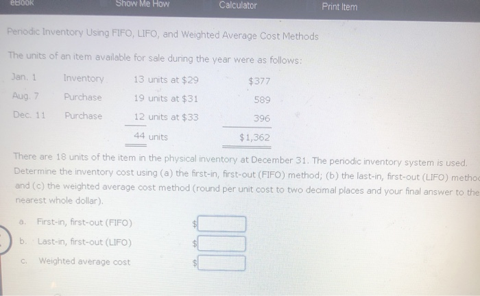 Solved eBook Show Me How Calculator Print Item Perpetual | Chegg.com