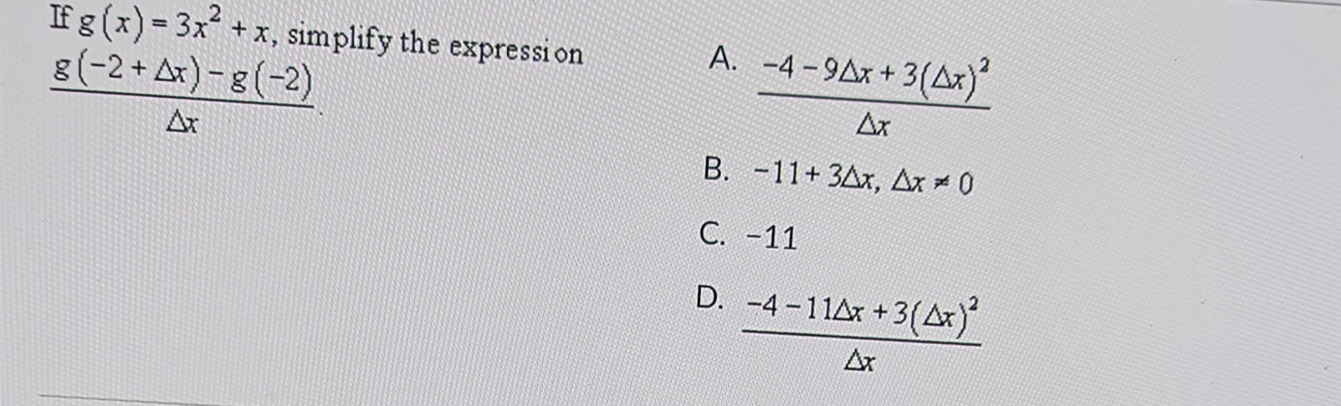Solved If g(x)=3x2+x, ﻿simplify the expression | Chegg.com