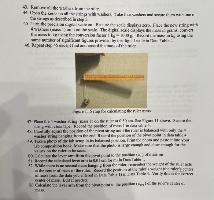 Solved 9. TORQUE LAB Procedure IV Data Table 4 Ruler Center | Chegg.com