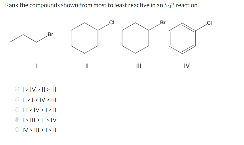 Solved Rank the compounds shown from most to least reactive | Chegg.com