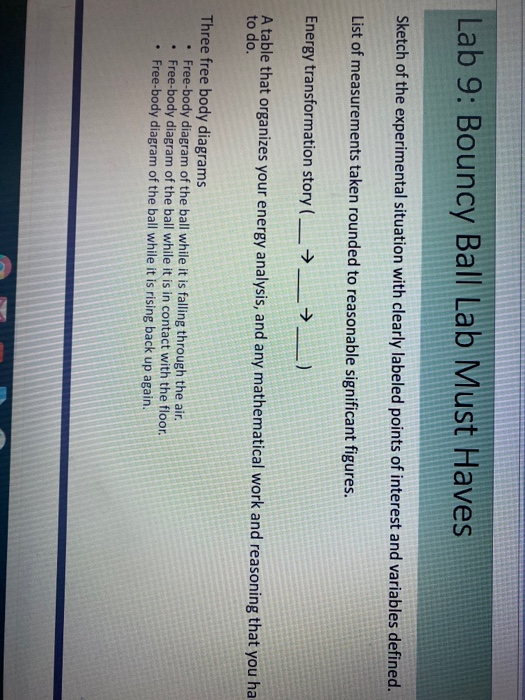 Solved Lab 9: Bouncy Ball Lab Must Haves Sketch of the | Chegg.com