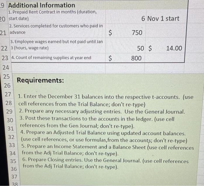 Solved Requirements: 1. Enter the December 31 balances into | Chegg.com