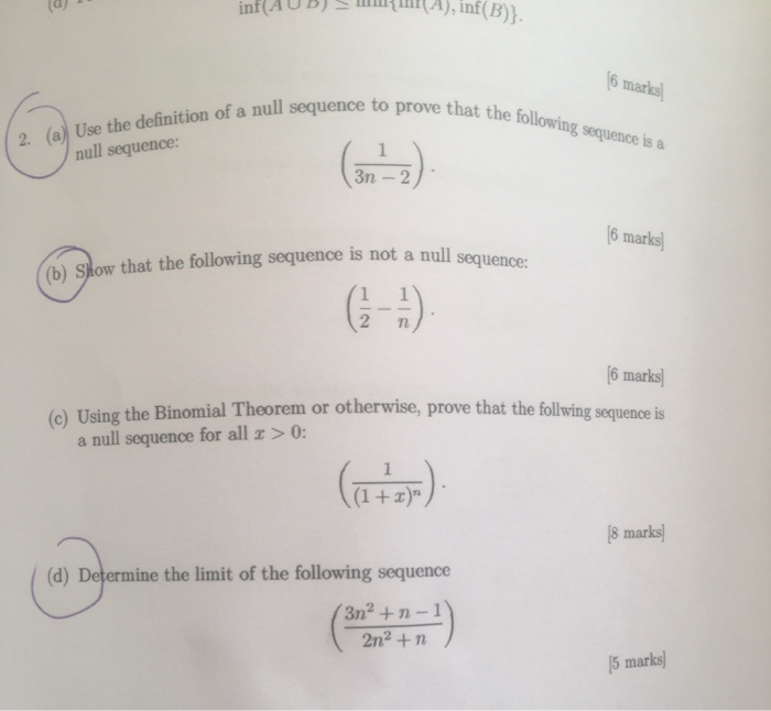 Solved inf(AUB) (A), inf(B) 6 marks ve that the following | Chegg.com