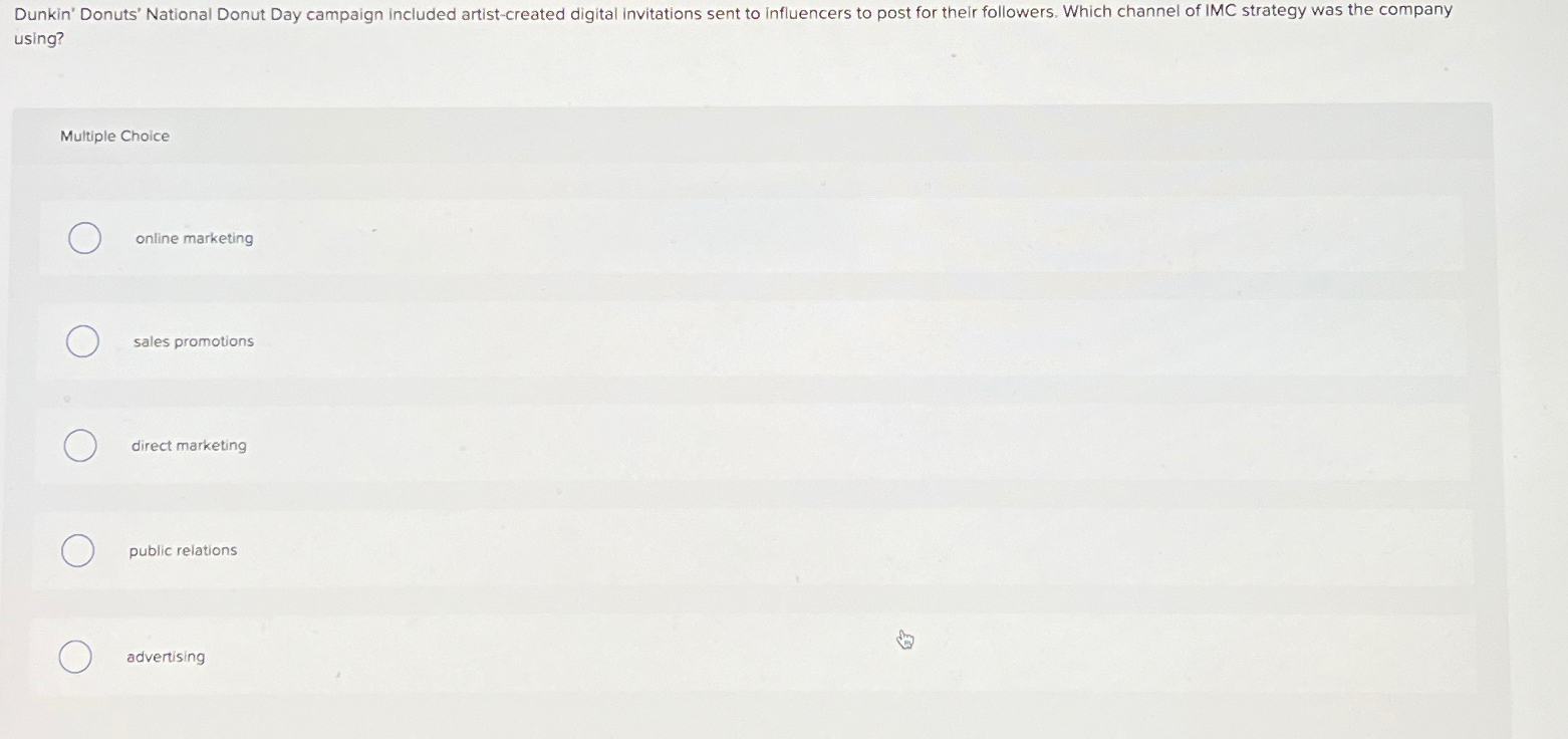 Solved using?Multiple Choiceonline marketingsales | Chegg.com