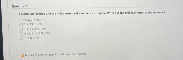 Solved A recursion formula and the initial term(s) of a | Chegg.com