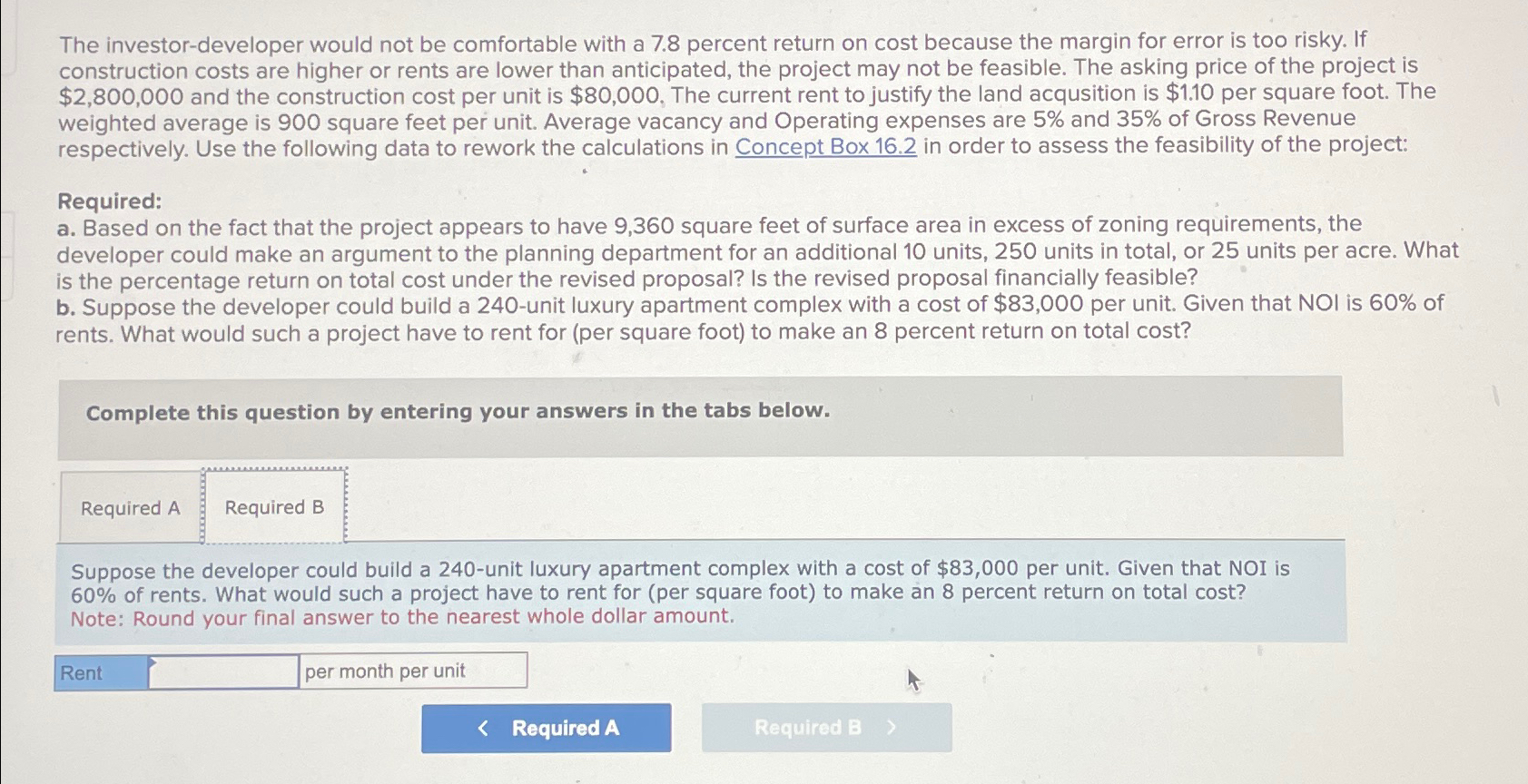 Solved The investor-developer would not be comfortable with | Chegg.com